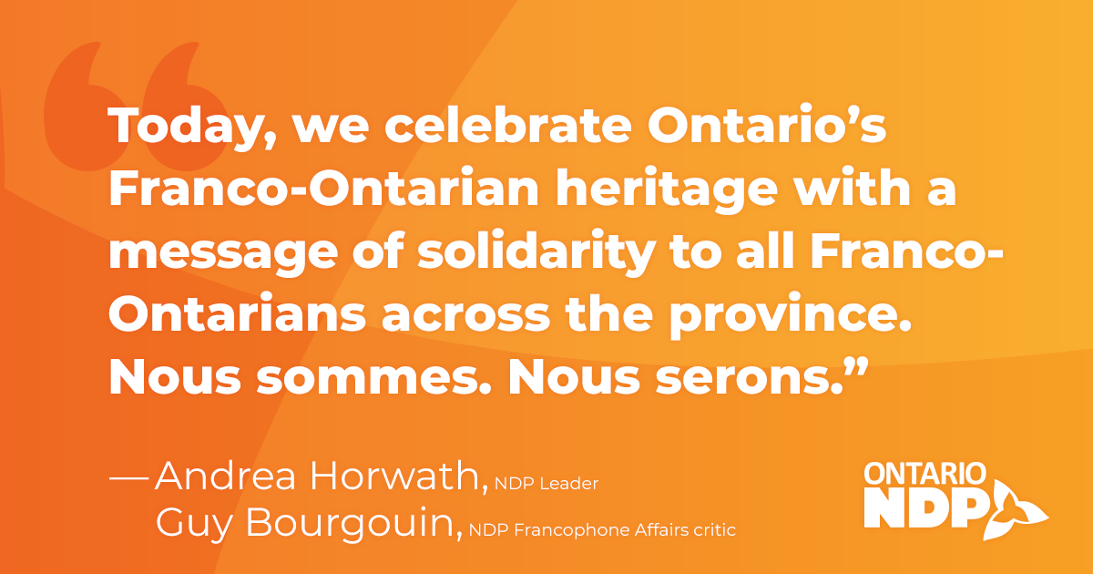 NDP celebrates Franco-Ontarian Day with message of solidarity « Ontario NDP